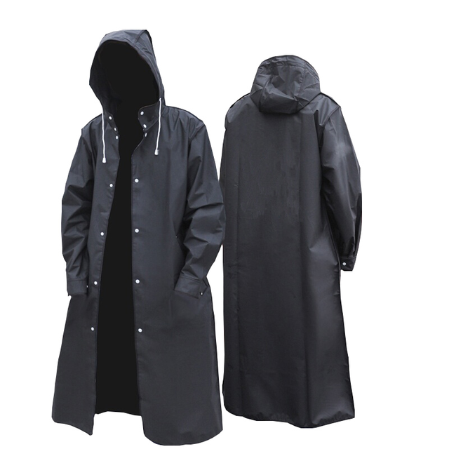 Black Raincoat Men Adult Waterproof Long Size Rain... – Grandado