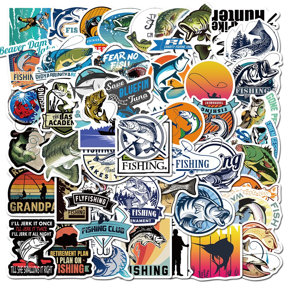 50 Uds VSCO Fisherman Go Fishing stickers para mal... – Grandado