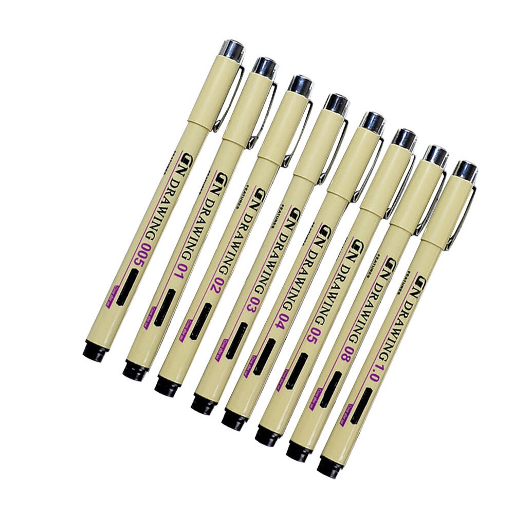 8 Stuks Zwarte Fijne Liner Tekening Inkt Pennen Br... – Grandado