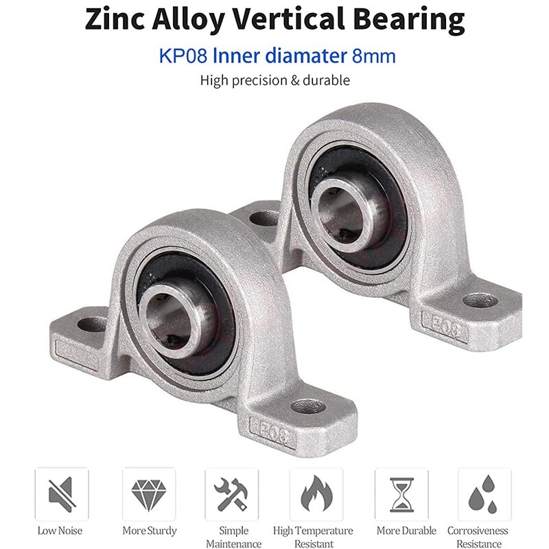 4 Pcs Bearing Housing Flange Bearing 8Mm KP08 Ball... – Grandado