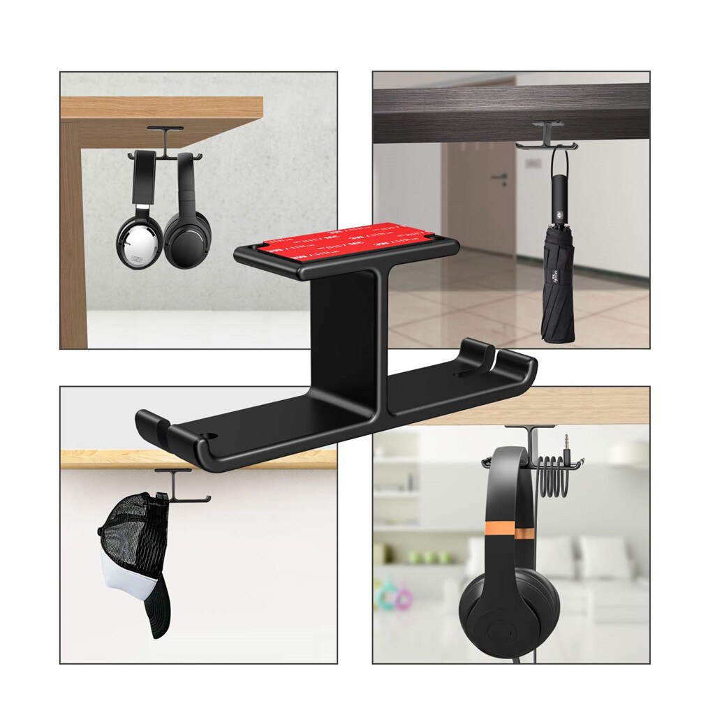 Aluminum Headphone Stand Hanger Hook Tape Under De... – Vicedeal