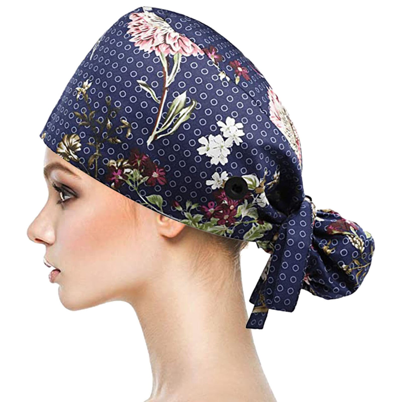 30# Nurse Cap Unisex Buttons Bouffant Hat Sweatban... – Vicedeal