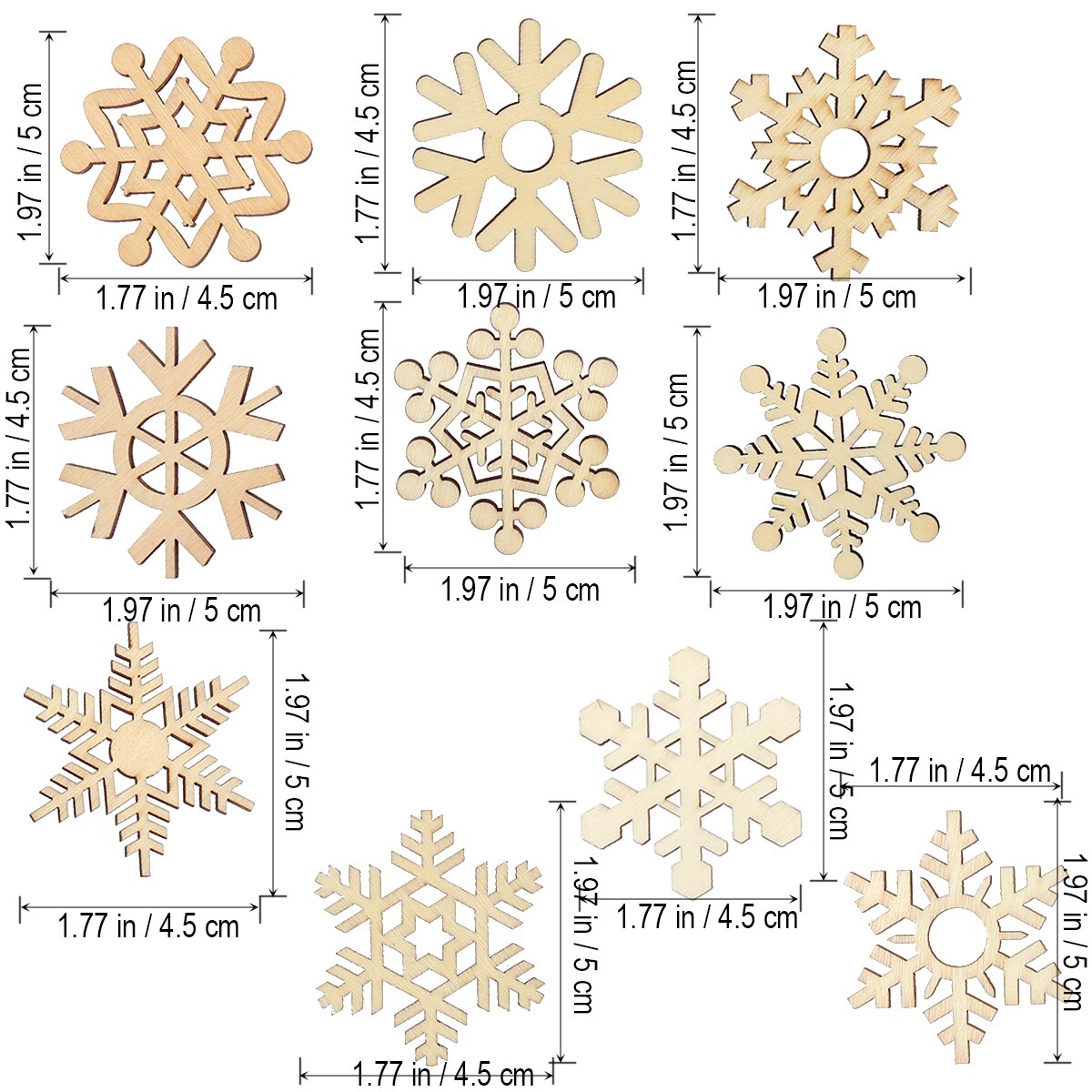 10pcs Assorted Wooden Snowflake Cutouts Craft Embe... – Vicedeal