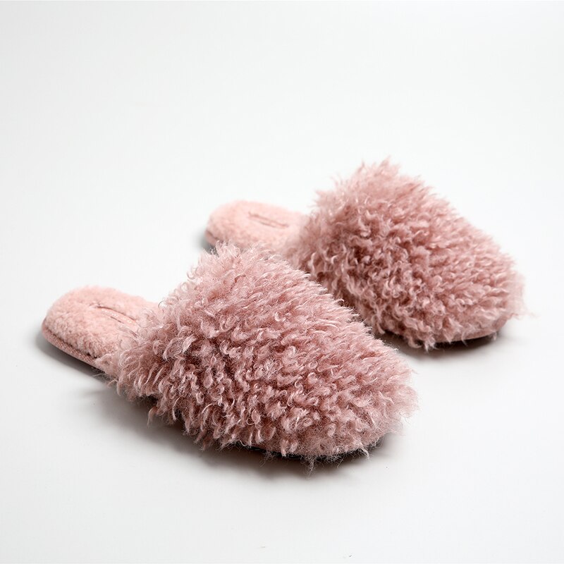 Zachte Faux Fur Slip Op Schoenen Vrouw Indoor Slip... – Grandado