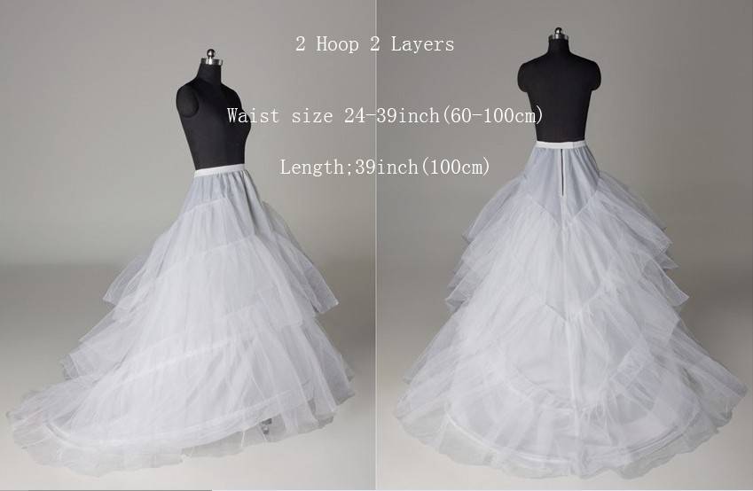 Bridal Train Petticoat 2 Hoop Wedding dress Crinol... – Grandado