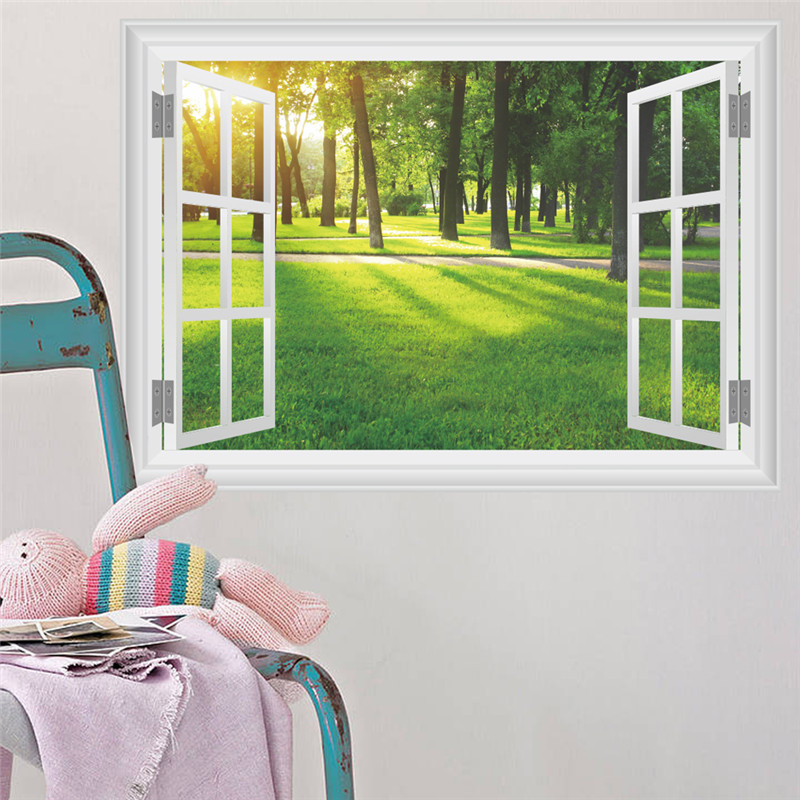 3D Window Nature Landscape View Wall Sticker Decal... – Vicedeal