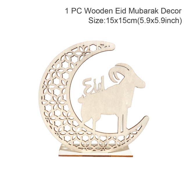 Moon Wooden Craft EID Mubarak Decor Ramadan Decora... – Grandado