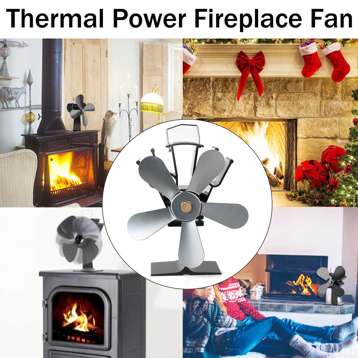 5 Blade Stove Fan Heat Fireplace FanPowered Heat P... – Vicedeal