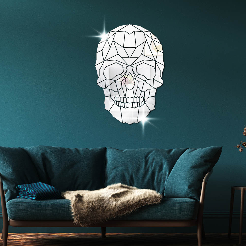 Skull Head Acrylic Mirror Effect Wall Stickers Hal... – Grandado