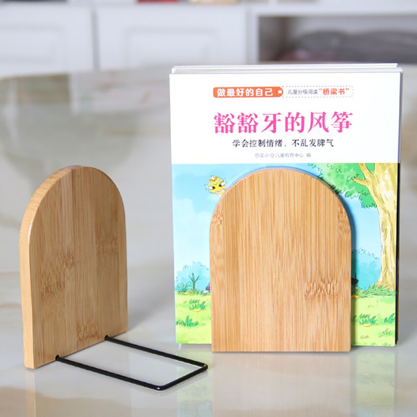 2PCS/Lot Bamboo Bookends, Non-Skid Wired Base Offi... – Vicedeal
