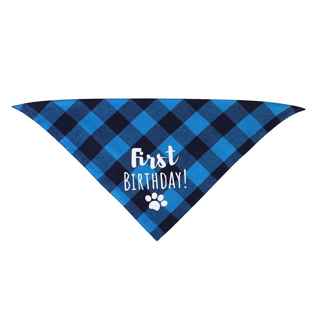 Dog First Birthday Bandana Plaid Dog Bibs Reversib... – Vicedeal