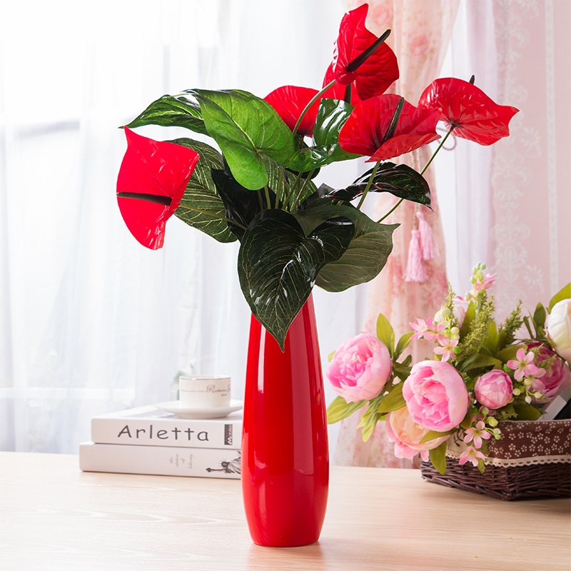 Big Size Red Flower Porcelain Vase Red Color Ceram... – Grandado