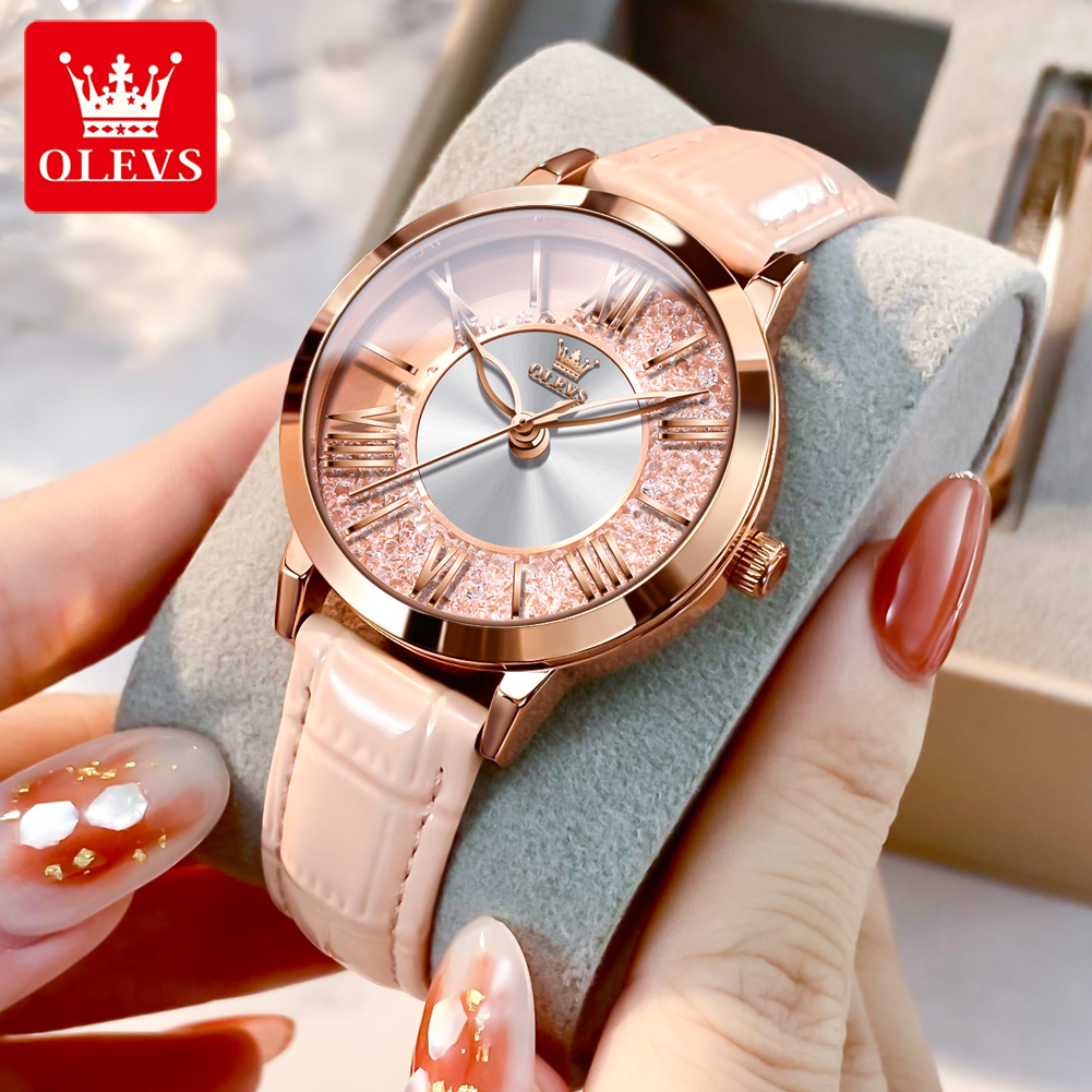 OLEVS 5539 Quartz Watch Woman Flowing Crystal Roma... – Vicedeal