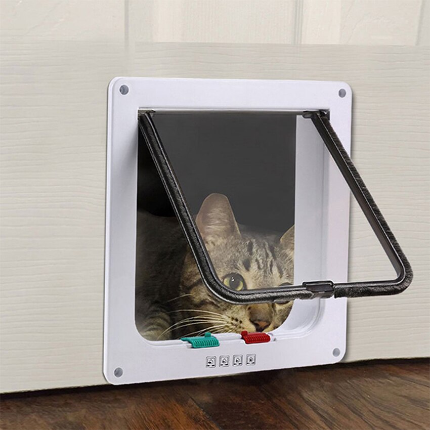 Pet Cat Flap Door with 4 Way Lock Security Flap Do... – Grandado