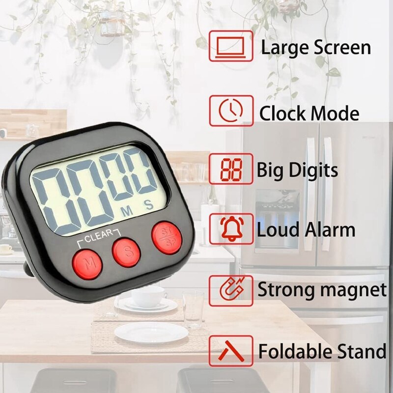 Kitchen Timer, Digital Visual Timer Magnetic Clock... – Grandado Kitchen Timer, Digital Visual Timer Magnetic Clock... – Grandado