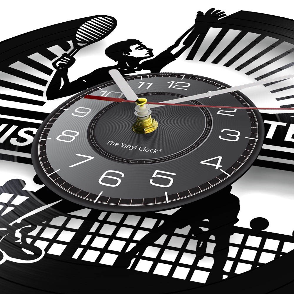 Tennis Wall Clock Tennis Player Silhouette Vinyl R... – Grandado