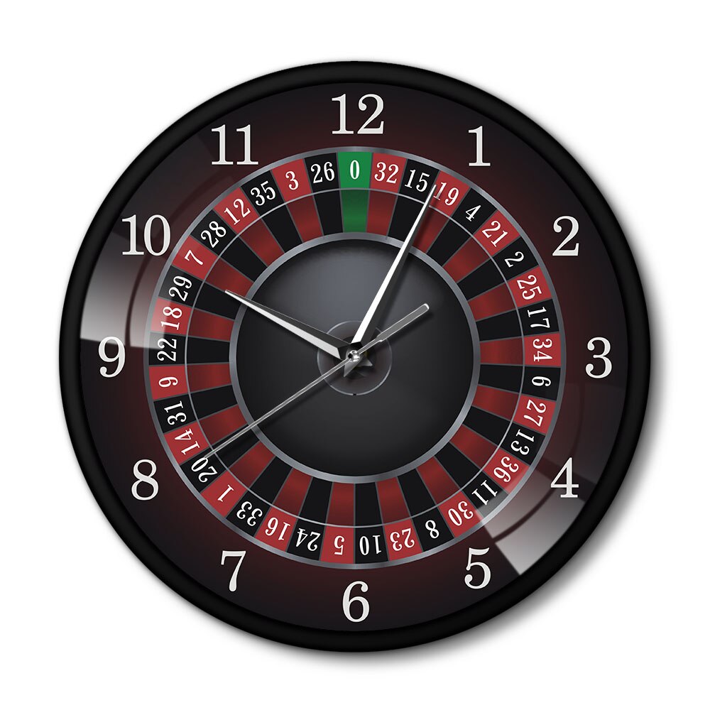 Poker Roulette Wanduhr Mit Schwarz Metall Rahmen las Vegas Spiel Zimmer ...