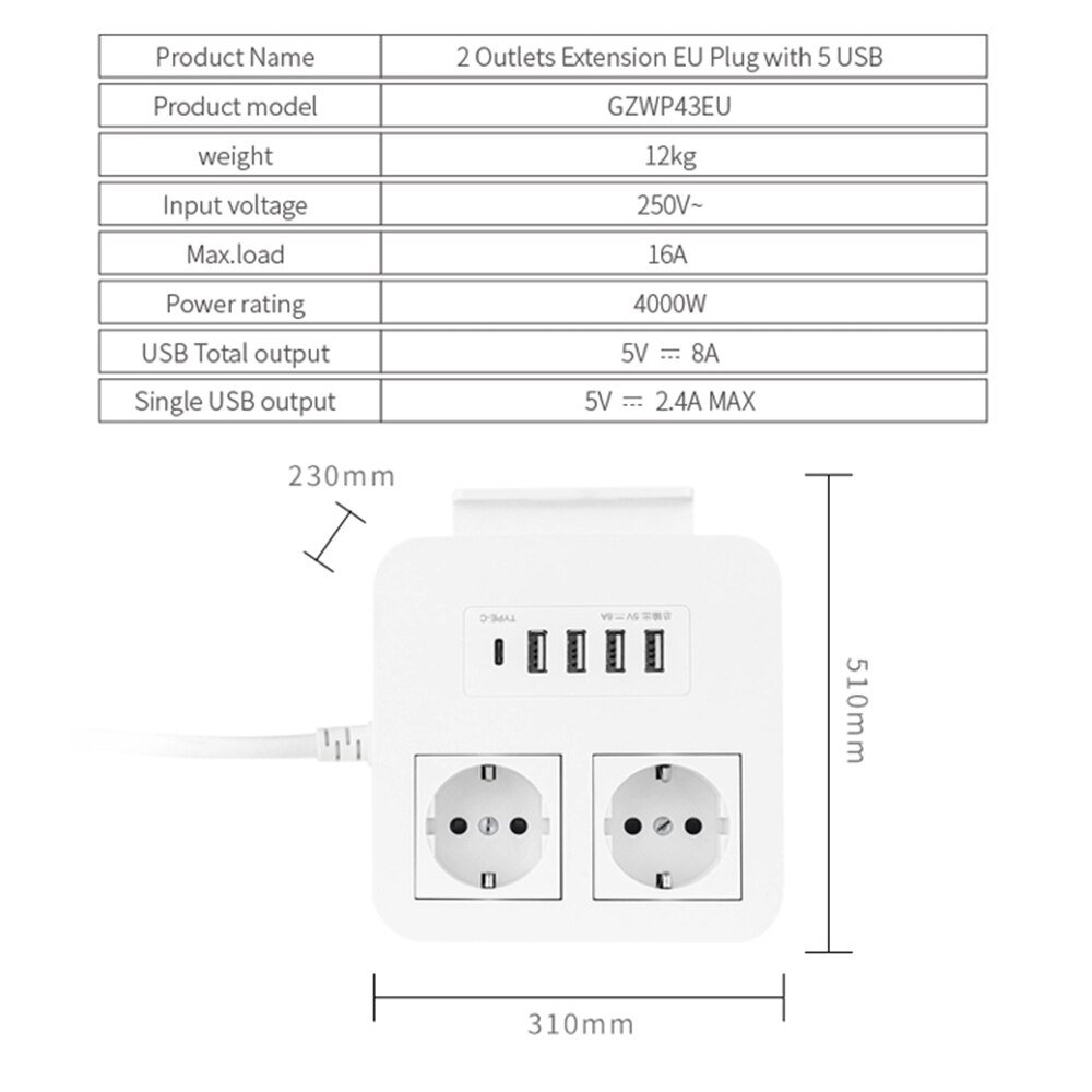 Power Strip Portable Extension Socket Met 4 Usb-po... – Vicedeal