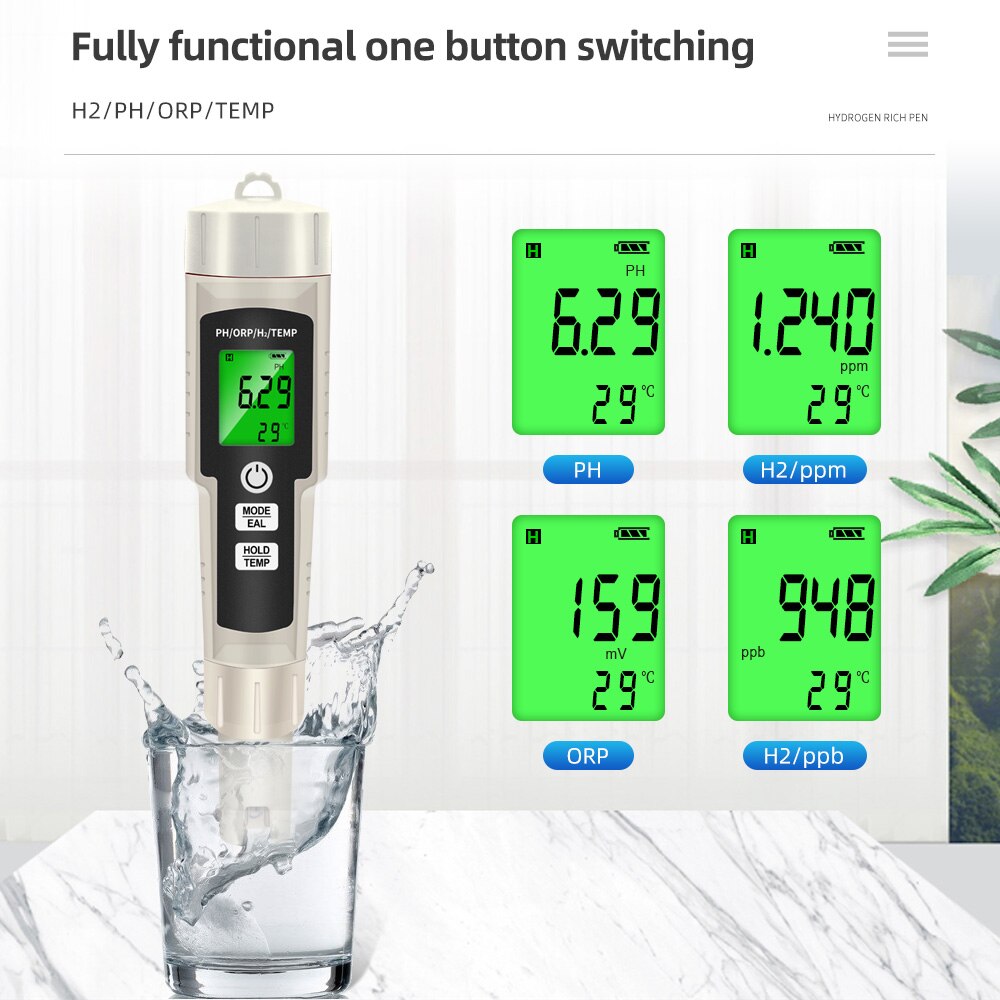 4 in 1 Digital Aquarium PH Meter ORP H2 TEMP Hydro... – Grandado