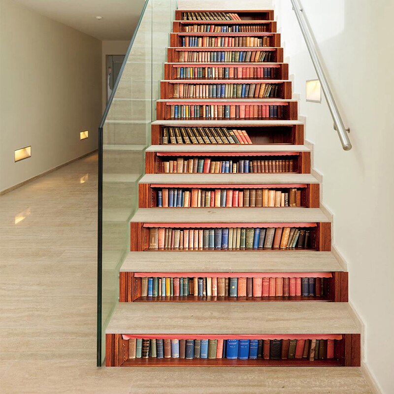 PVC wallpaper book shelf simple 13 pieces of DIY s... – Vicedeal