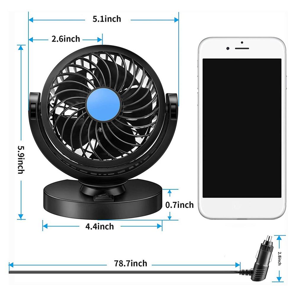 Portable Car Fan 12V Electric Fan Truck Car With S... – Grandado
