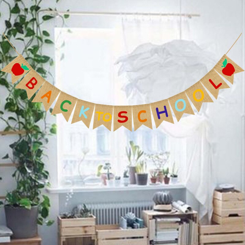 Burlap Welcome Banne Bunting Sign Back To School B... – Grandado