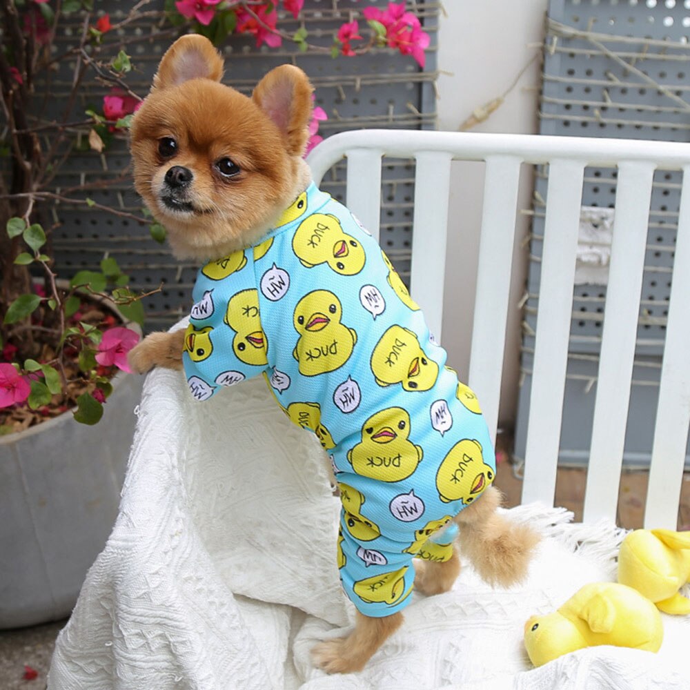 Dog Pajama Yellow Duck Soft Stretchable Dog Pajama... – Grandado