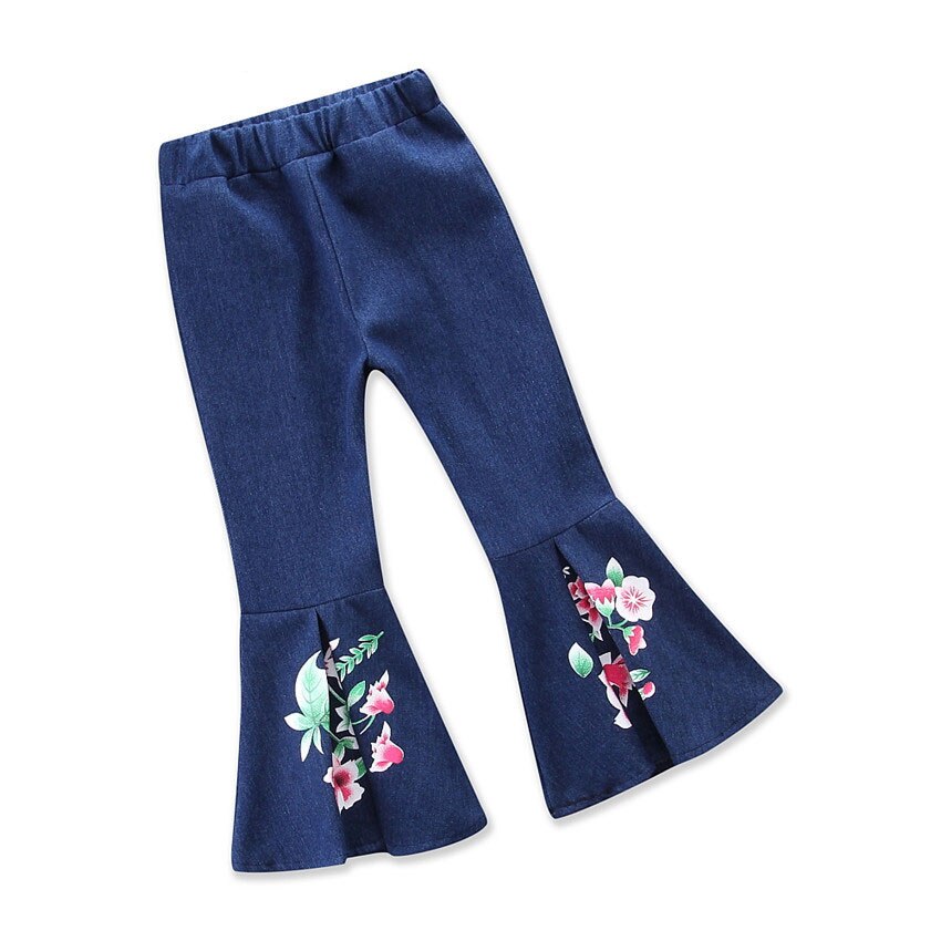 Infant Girls Jeans Floral Jeans Long Pants For Gir... – Grandado