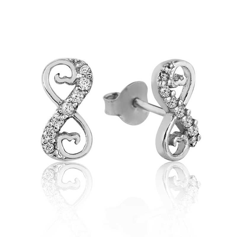 Sterling silver Heart Infinity Studded Earrings – Grandado