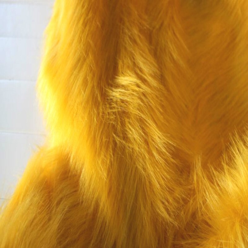 Golden yellow 9cm long plush fur fabric cabinet ta... – Grandado