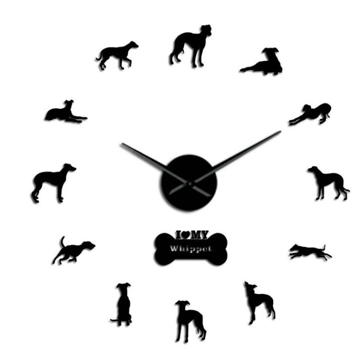 3D Acrylic DIY Wall Clock Oversized Whippet Dog Po... – Grandado