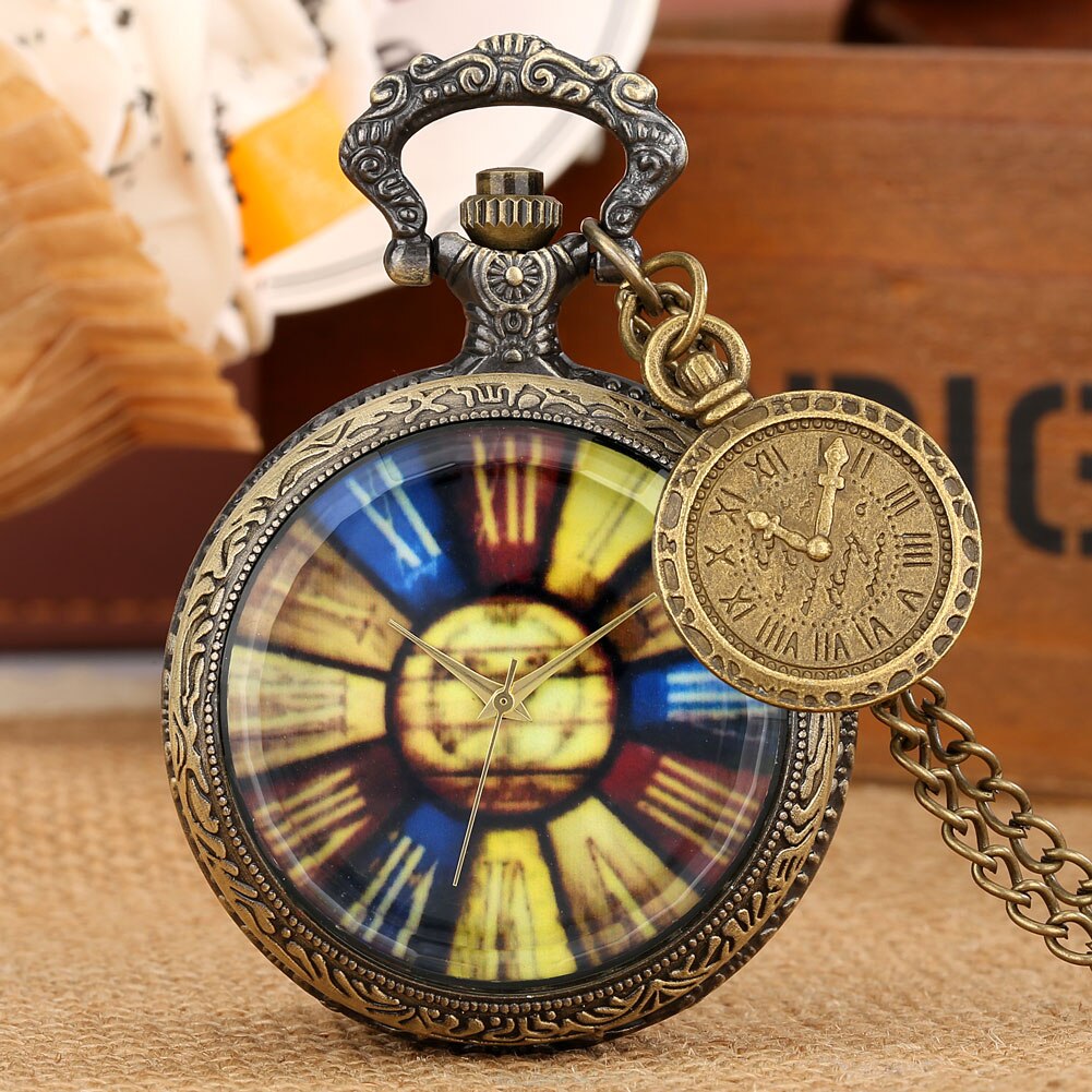 Vintage Painted Glass Pocket Watch Quartz Roman Di... – Grandado