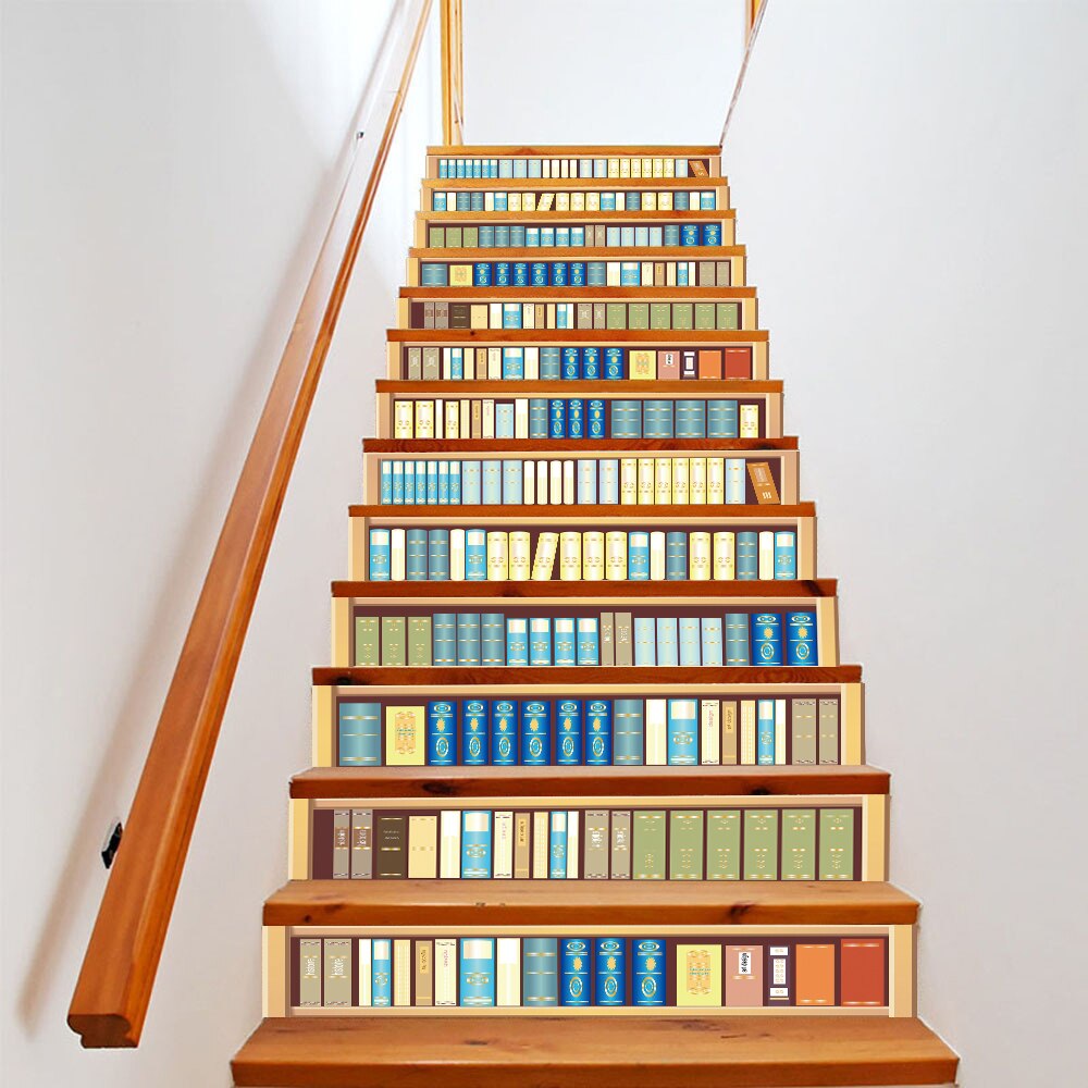 Bookcase Staircase Sticker For House Stairs Decora... – Grandado