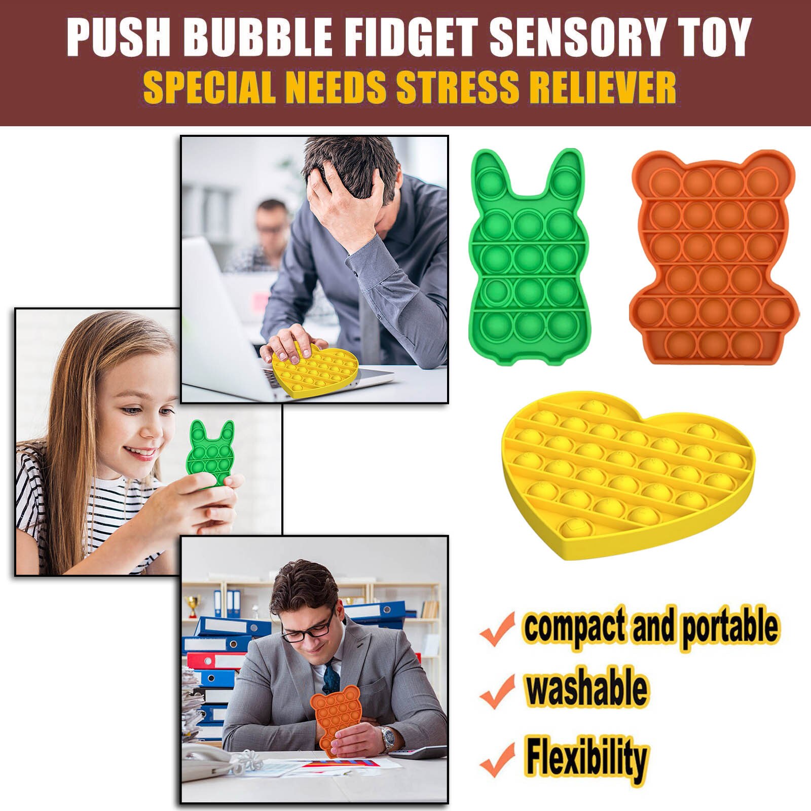 Push Bubble Fidget Sensory Toy Autism Special Need... – Grandado