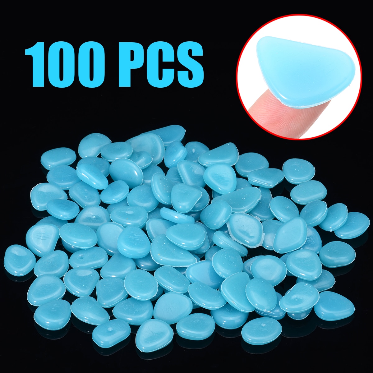 100pcs/set Blue Luminous Pebble Stones Gardening A... – Grandado
