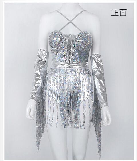 White tassel women sequins Long fringes Sleeves Ou... – Grandado