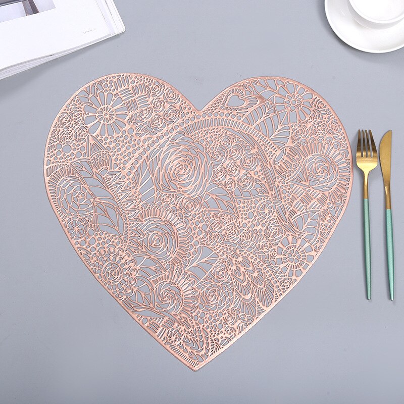 6/4pcs Heart Shaped Placemat Valentine Heart Patte... – Grandado