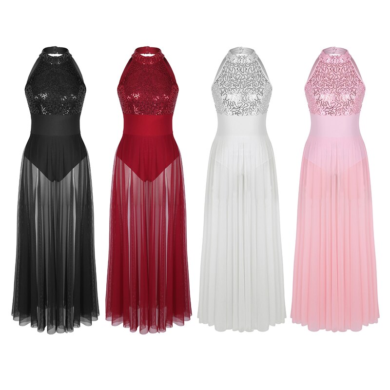 Halter Sequined Mesh maxi dress for Women Adult Ba... – Grandado
