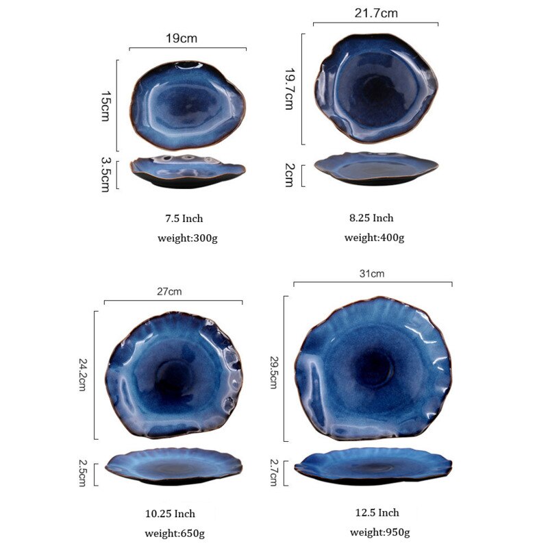 Japanese Ceramic Flat Plate Food Dish Pottery Irre... – Grandado