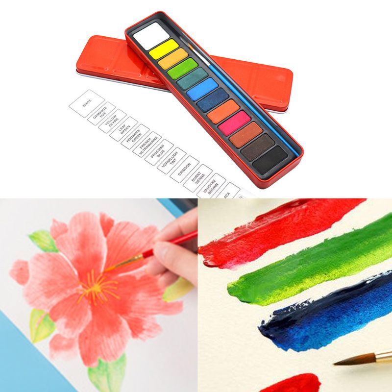 24 Colors Pigment Solid Paint Set Watercolor Palet... – Grandado