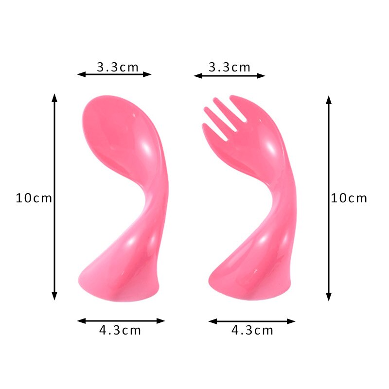 Pure Color Children Crooked Handle Fork Spoon PP T... – Grandado