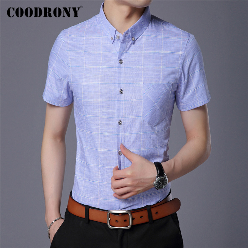 Coodrony Lente Zomer Heren Shirts Slim Fit Korte M... – Vicedeal