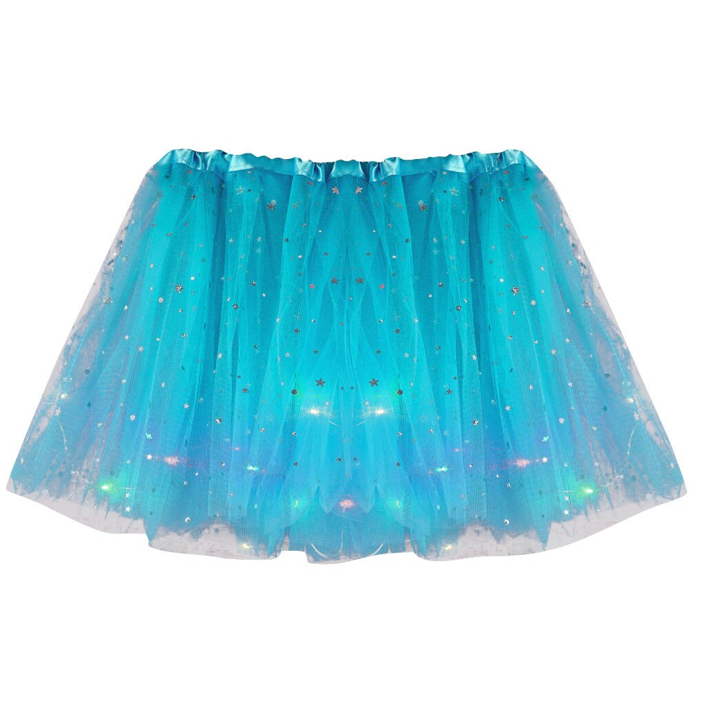 Girls Led Tutu Skirt Star Sequins Mesh Pleated Tul... – Grandado