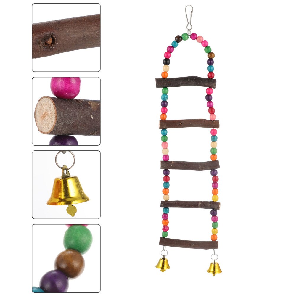 Parrot Ladder with Bells Parrot Perch Wood Stand P... – Grandado