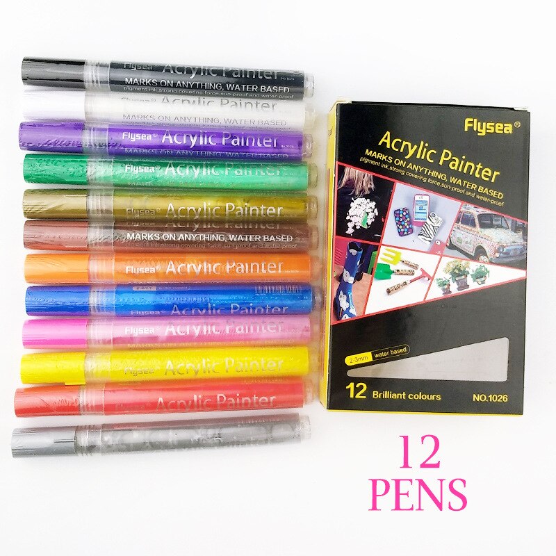 12 Colors Acrylic Water Based Paint Marker Pen Art... – Vicedeal