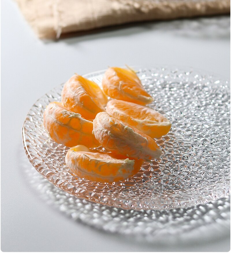 7 inch, rain embossed glass cake plate, sushi plat... – Grandado