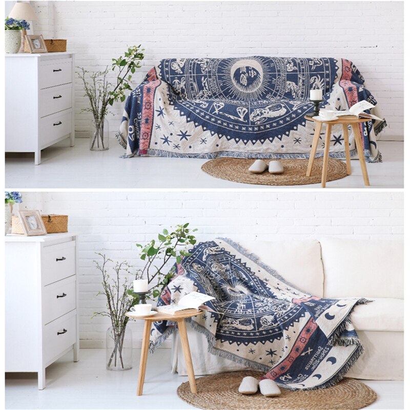 Vintage konstellationsmønster bomuldstæppe, strikn... – Grandado