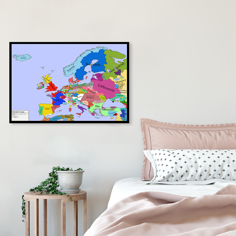 84*59 cm The 1444 Year Europe Retro Map Vintage Ca... – Grandado