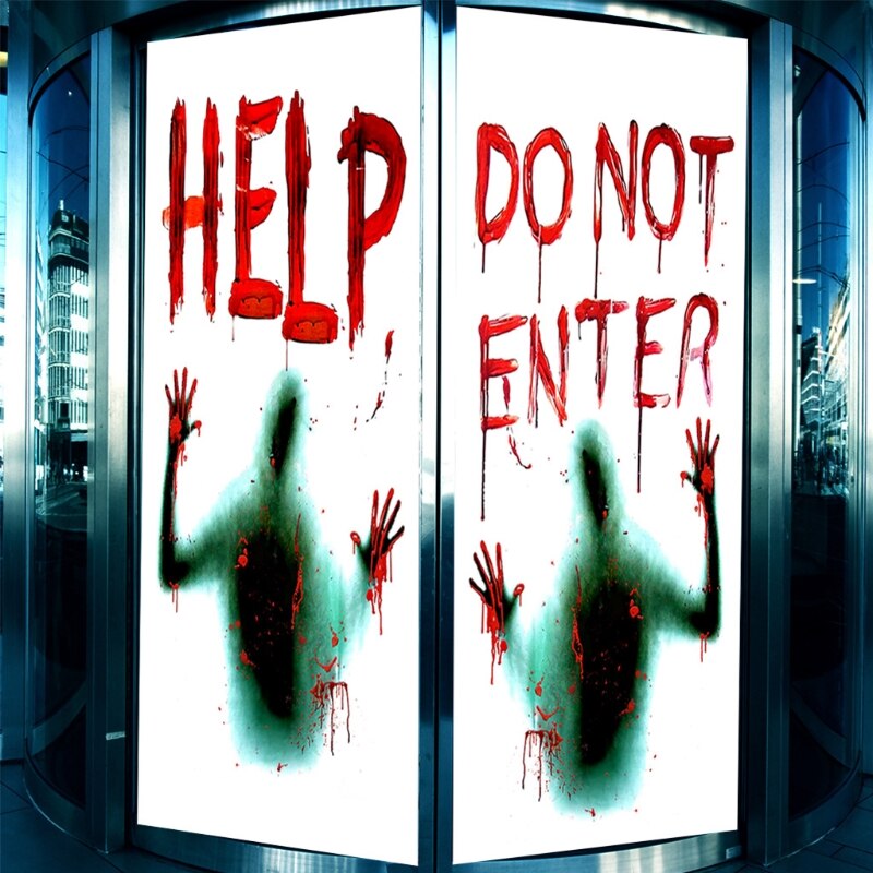 Halloween Horror Blood Handprint Letter Help Glass... – Vicedeal