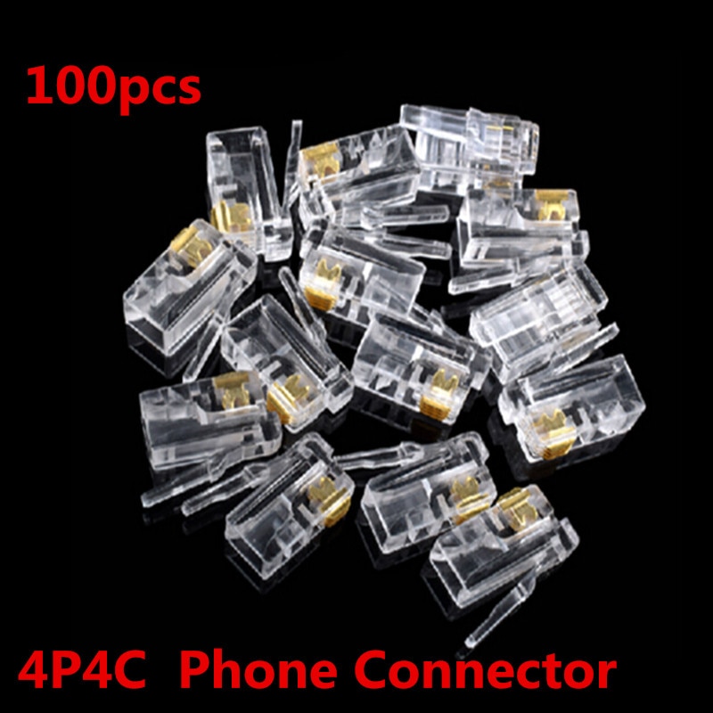 100 Stuks Crystal Head RJ11 4P4C Modulaire Plug Ve... – Vicedeal